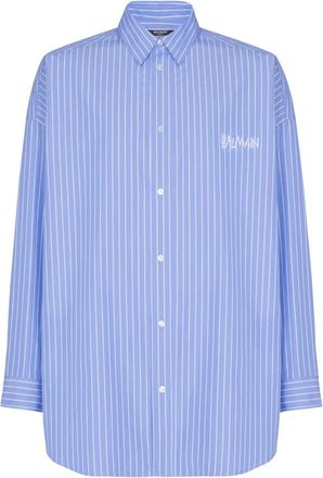 Balmain Homme, Chemises, Bleu, Taille: XS Chemise d&eacute;contract&eacute;e &agrave; rayures