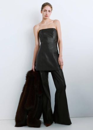 Mango Kurzes Kleid mit Ledereffekt schokolade - Damen - S - MANGO