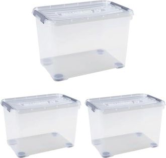 Allibert CURVER Bo&icirc;te de Rangement Handy Plus 65L - Bo&icirc;te de Rangement Multifonction - Pour Chambre, Bureau, Garage, Cabanon, Buanderie - Fermeture Rapide &agrave; po