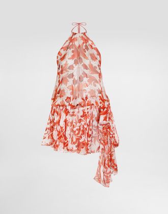 Dolce & Gabbana Kleid Aus Chiffon Mit Majolika-print, Kurz - Frau Kleider Mehrfarbig 42