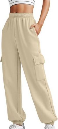 Generic Pantalon &agrave; jambe droite pour femme - Taille &eacute;lastique - Coupe ample - Bas Palazzo - Taille haute - Avec plusieurs poches - Coupe d&eacute;contract&eacute;e - Pantal