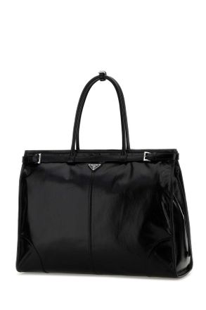 Prada Mens Black Leather Large Shopping Bag Nero Borse A Tracolla