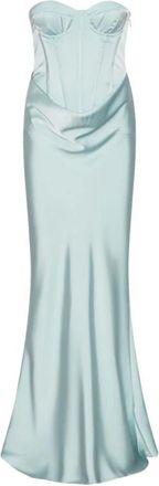 Rotate Rotate Birger Christensen, Femme, Robes, Bleu, Taille: 38 FR Longue Robe avec D&eacute;tail Corset