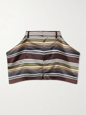 sacai Short En Satin &Agrave; Rayures - Multicolore