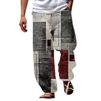 Generic Chino de plage pour homme, pantalon fantaisie imprim&eacute; color&eacute;, pantalon long d&eacute;contract&eacute; large hawa&iuml;en, l&eacute;ger et confortable, jambe droite, pantalon de
