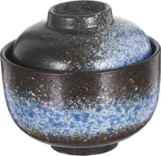 BESTONZON Keramik Schmortopf Dampftopf mit Deckel Eisblau 10.4 X 10.4 X 9.2cm für Suppe Gedämpfte Eier Dessert Vielseitige Servierschüssel für Zuhause Langlebig