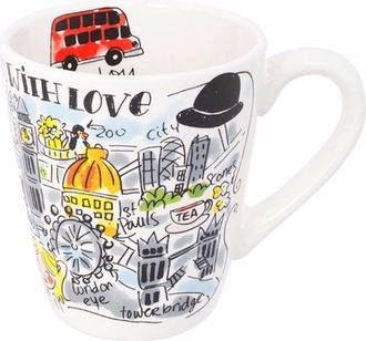 Blond Amsterdam City Collection - Teetasse London 0,35L - Britisches Design mit Stadtkarte - Geschenk f&uuml;r England-Fans