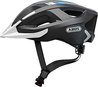 ABUS Stadthelm Aduro 2.0 - Allround-Fahrradhelm mit Licht - in sportivem Design f&uuml;r den Stadtverkehr - f&uuml;r Damen und Herren - Grau/Wei&szlig;, Gr&ouml;&szlig;e M