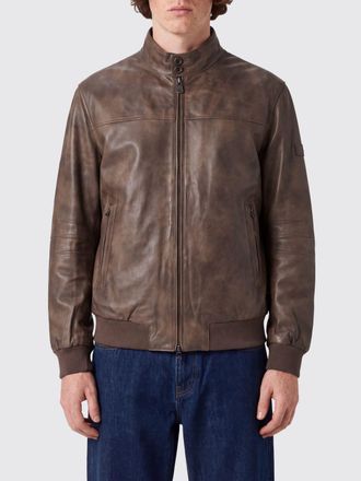 Peuterey Blouson bomber matelass&eacute; Fiona en cuir de veau lisse avec col motard