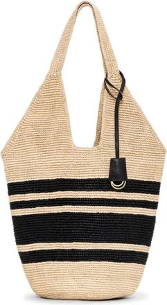 Anine Bing Femme, Sacs, Beige, Taille: ONE Size Leah Stripes Hobo Raphia