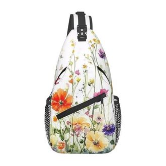 Generic Sac &agrave; dos &agrave; bandouli&egrave;re pour homme Motif fleurs rouges et oranges
