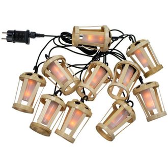 Licht-Erlebnisse Licht-erlebnisse - led Au&szlig;enlichterkette mit Stecker IP44 2000 k warmwei&szlig; Bambus Schirme 5m lang + 3m Kabel au&szlig;en Terrasse Balkon