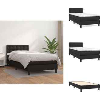 vidaXL Vidaxl - Sommier à lattes de lit avec matelas Noir 90x190 cm Similicuir - Lit Plateforme - Lit Double - Literie - Chambre à Coucher - Meuble Design