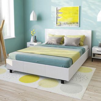 Weber Industries Le Quai Des Affaires - Lit atlanta 140x190 + 1 sommier / Blanc/ 208x154x89