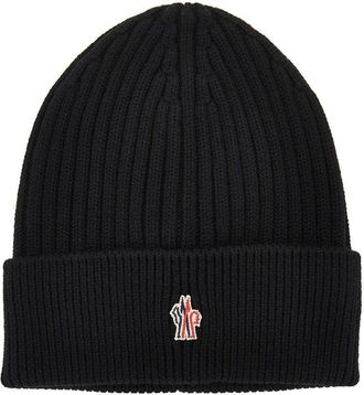 Moncler Logo patch wool beanie hat Man One Size