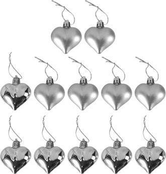 Lioobo 12 stück weihnachtskugeln Herzform Ornamente anhänger bruchsicher festlichen Urlaub Dekorationen für weihnachtsbaumkugeln (Silber)