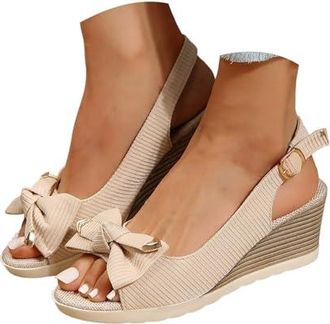 Generic Sandales d&eacute;t&eacute; pour femme avec bretelles larges et talon compens&eacute; pour les f&ecirc;tes de plage, tenues d&eacute;contract&eacute;es, soutien de la vo&ucirc;te plantaire, l&eacute;g&egrave;res