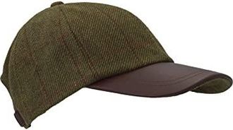 Walker and Hawkes Walker & Hawkes - Hoaden - Casquette de Chasse Derby - Unisexe - Tweed/visi&egrave;re en Cuir - Rayures/Rouge - Taille Unique