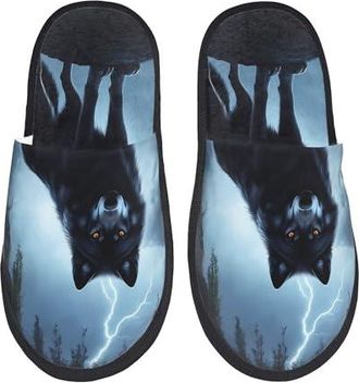 Generic Pantoufles De Maison Sc&egrave;ne Nocturne De Loups L&eacute;gers Pantoufles De Voyage Lavables Chausson Hotel Pour Voyage Camping Automne M