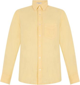 GANT Homme, Chemises, Jaune, Taille: M Chemise en lin teinte en pi&egrave;ce Regular Fit