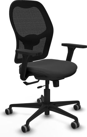 Piqueras y Crespo B&uuml;rostuhl mit 3D-Armlehnen, ausgestattet mit Syncro/Traslack und injiziertem Schaumstoff, Rollen 65 mm, Parkett, Schwarz/Dunkelgrau