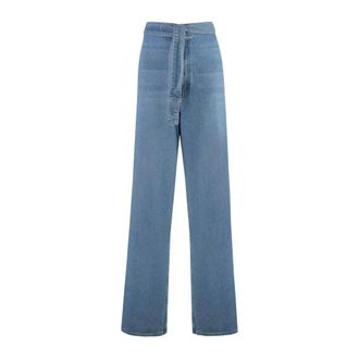 Mother Wide Leg Denim Jeans mit G&uuml;rtel - - Jeans - Damen - Blau - W27