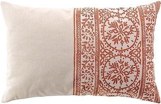 Douceur d'Intérieur Isalina Kissen mit abziehbarem Bezug (40 x 60 cm), Terrakotta, bedrucktes Polycotton