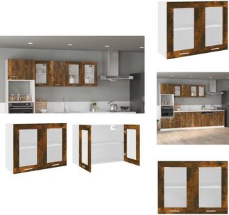 vidaXL H&auml;ngeschrank Glas R&auml;uchereiche 80x31x60 cm Holzwerkstoff - K&uuml;chenregal - H&auml;ngeschrank - Regal - Wohnwand - K&uuml;che