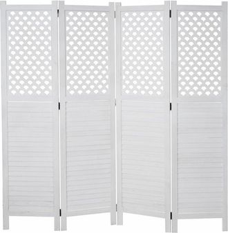 Hhg jamais utilisé] Paravent 914, paroi de séparation, protection visuelle, ornaments 170 x 161 cm, blanc