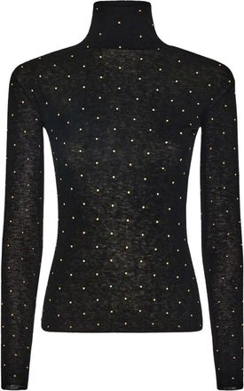 Paco Rabanne Femme, Pulls, Noir, Taille: 38 FR Maglia dolcevita applicazioni