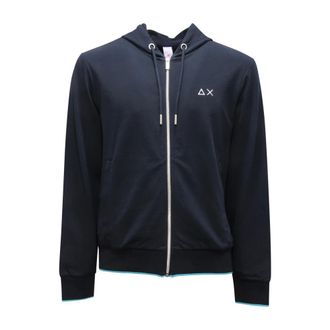 Sun 68 Homme, Sweatshirts et sweats &agrave; capuche, Bleu, Taille: M Sweat &agrave; capuche Zip Piquet Small Stripes Fleece