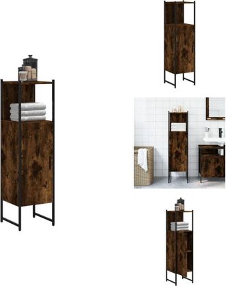 vidaXL Vidaxl - Badschrank Räuchereiche 33x33x120,5 cm Holzwerkstoff - Badezimmermöbel - Badschrank - Holzwerkstoff - Pulverbeschichtet - Stahl