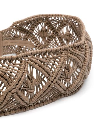 Eleventy Womens Braided Leather Belt Beige Ss24 W