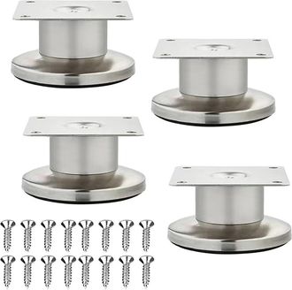 Generic Verstellbare M&ouml;belf&uuml;&szlig;e, Runde Metallf&uuml;&szlig;e Als Ersatz Schr&auml;nke, F&uuml;r Couchtische, Schreibtische, Sofas Und Regale, 4er-Pack, Mit Rutschfester Gummibasis(