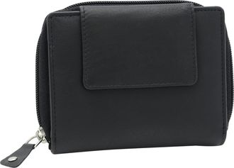 LEAS Damenbörse im Querformat Echt-Leder, schwarz Zipper-Collection