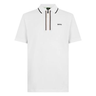 HUGO BOSS Homme, Tops, Blanc, Taille: XS Polo en coton stretch avec fermeture &eacute;clair