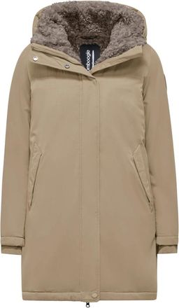 Bomboogie Femme, Manteaux, Beige, Taille: 46 FR Parka avec capuche et doublure en fausse fourrure