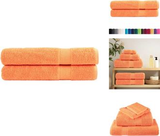vidaXL Premium-Handt&uuml;cher SOLUND 2 Stk. Orange 100x200 cm 600 g/m&sup2; - Baumwolle - Handtuch - Badetuch - Strandtuch - Orange