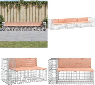 vidaXL Gartenbank aus Gabionen 347x71x65,5 cm Massivholz Douglasie - Gartenzubehör - Gartenbank - Holzbank - Douglasienholz - Gabione - Home & Living
