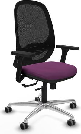 Piqueras y Crespo Arbeitsstuhl mit Rollen Cilanco mit 3D-Armen, h&ouml;henverstellbare Lendenwirbelst&uuml;tze, ausgestattet mit Syncro/Translack und Schneidschaum, Schwarz/Viole