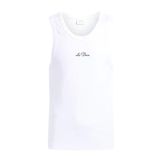 Les Deux Homme, Tops, Blanc, Taille: XL Arthur Logo Rib Tanktop