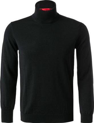 HUGO BOSS Herren Rollkragenpullover schwarz unifarben