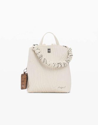 Desigual Petit sac &agrave; dos avec d&eacute;tails grav&eacute;s - Beige-Neutral