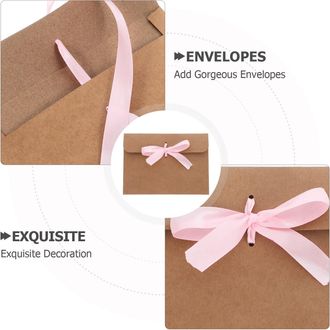 SOLUSTRE 50 St&uuml;ck Retro Kraftpapier Umschl&auml;ge mit Dekorativer Schleife Elegante Vintage Geschenkverpackung f&uuml;r Einladungen Weihnachtskarten Kleine Gru&szlig;karten f