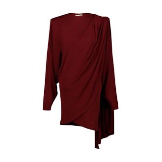 Saint Laurent Burgunder Woll Drapiertes Mini Kleid - - Dresses - Damen - Rot - L