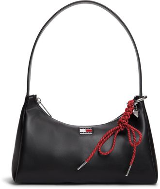 Tommy Jeans Schultertasche TOMMY JEANS TJW CITY CHARM SHOULDER BAG, Damen, Gr. B/H/T: 26cm x 16,5cm x 8cm, schwarz, Lederimitat, Taschen Schultertasche, Damen Sch