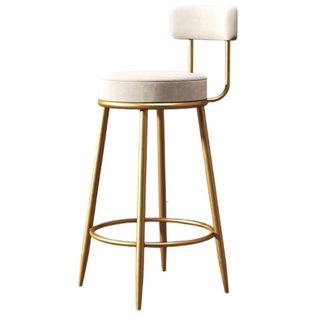 Generic Set mit 2 Barhockern mit R&uuml;ckenlehne, Stoffbezug, Metallbeinen, f&uuml;r K&uuml;chentheke