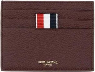 Thom Browne Homme, Accessoires, Rouge, Taille: ONE Size Porte-cartes avec compartiment pour billets en cuir grain&eacute; souple