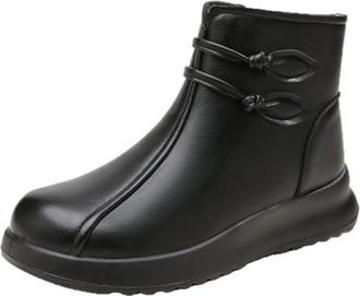 Generic Bottes de neige tendance pour femme avec doublure en fausse fourrure et bout rond - Chaussures polyvalentes avec fermeture &eacute;clair lat&eacute;rale, Noir, 38.5