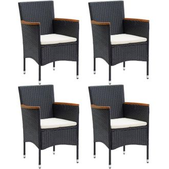 vidaXL Vidaxl - Chaises &agrave; manger de jardin lot de 4 R&eacute;sine tress&eacute;e Noir